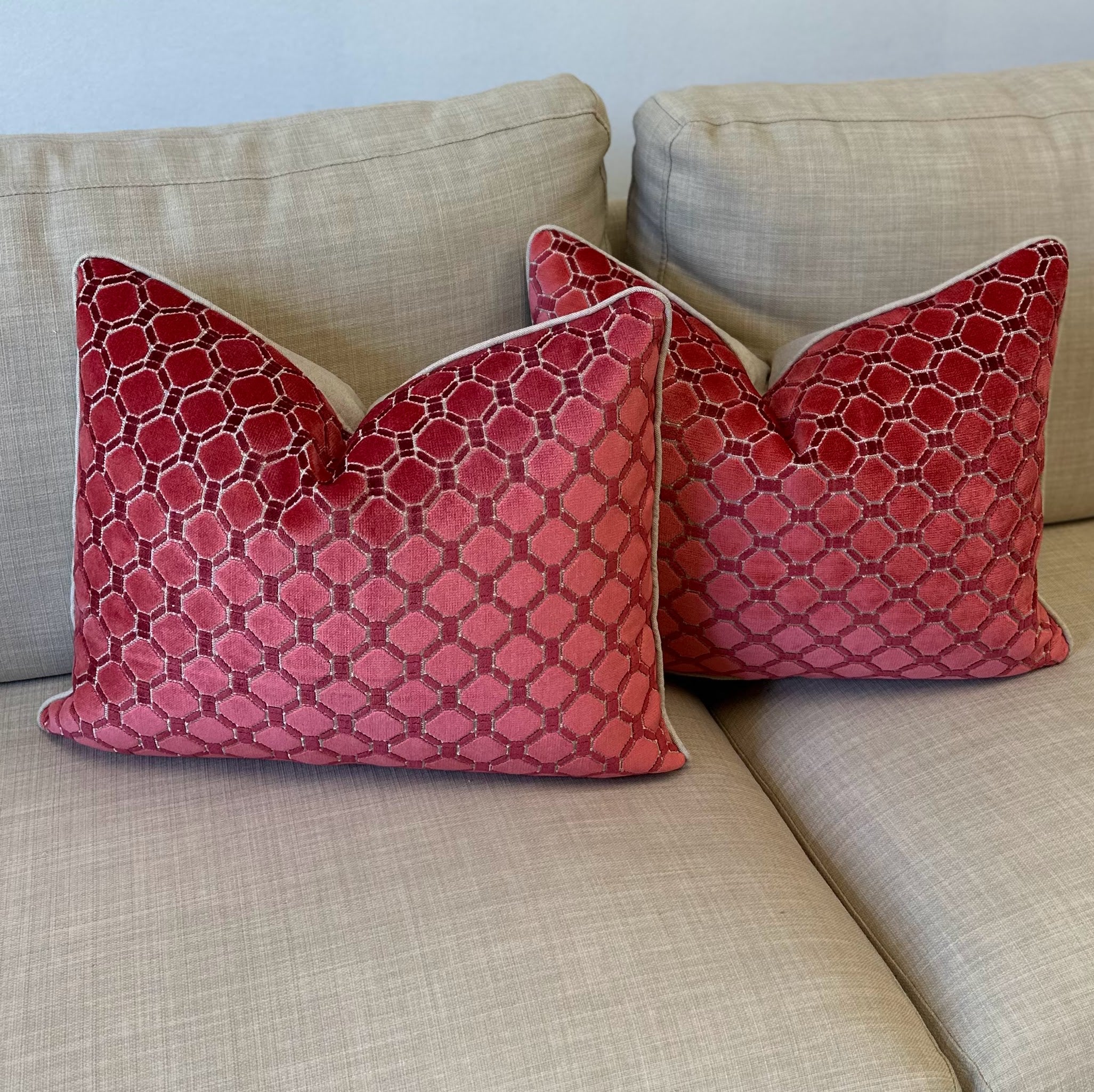 Ready to Ship :: Coral Cut Velvet Pillow Covers (PAIR) for 16x20" inse