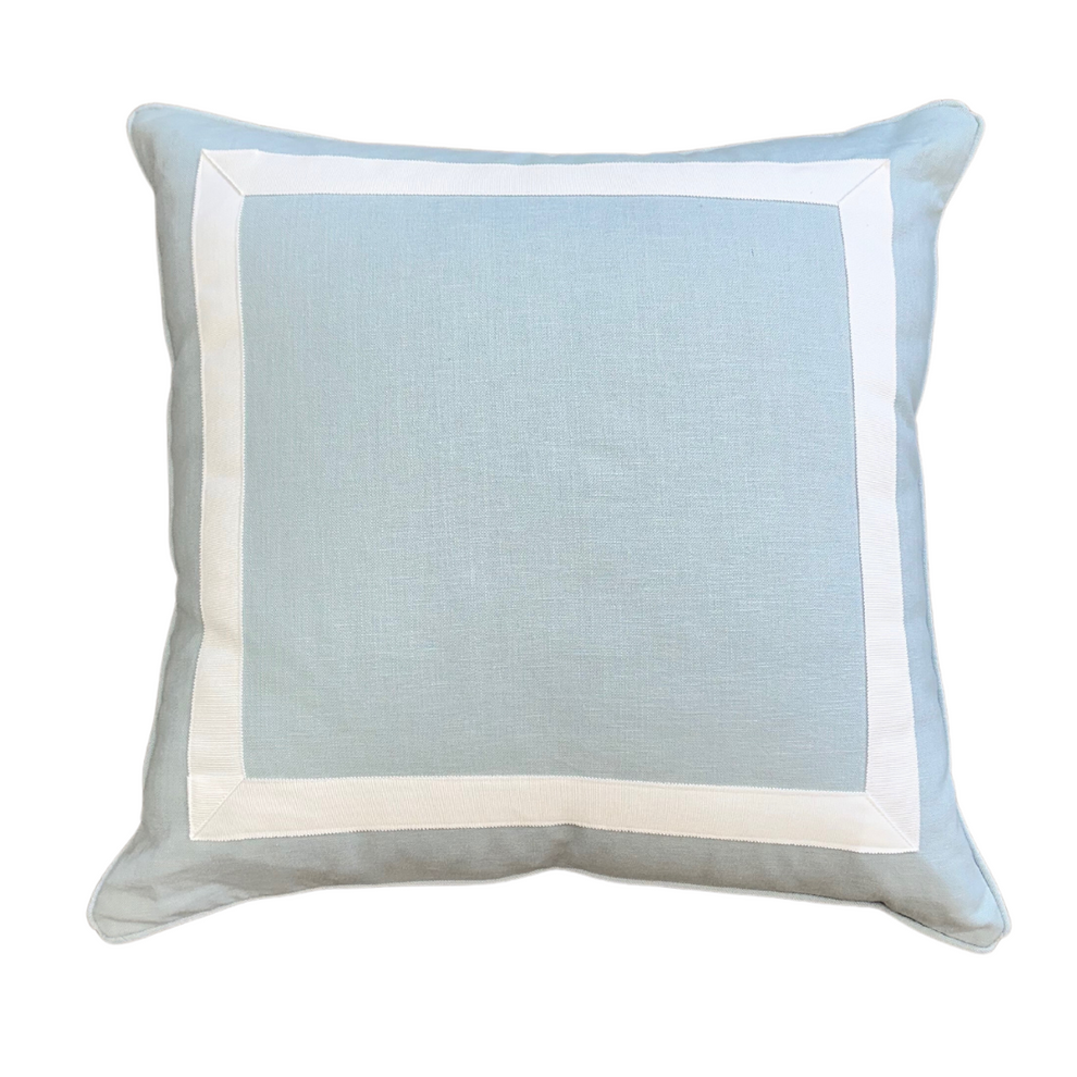 Pale Blue with White Mitered Tape Square